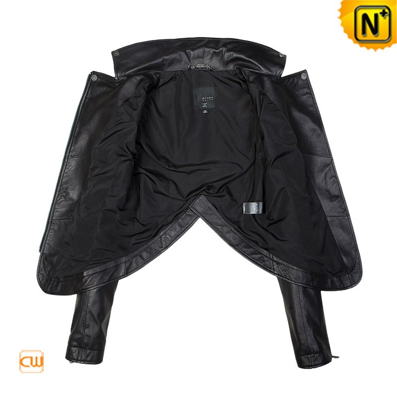 Ladies Short Black Leather Jackets with Swallowtail Bottom | CWMALLS