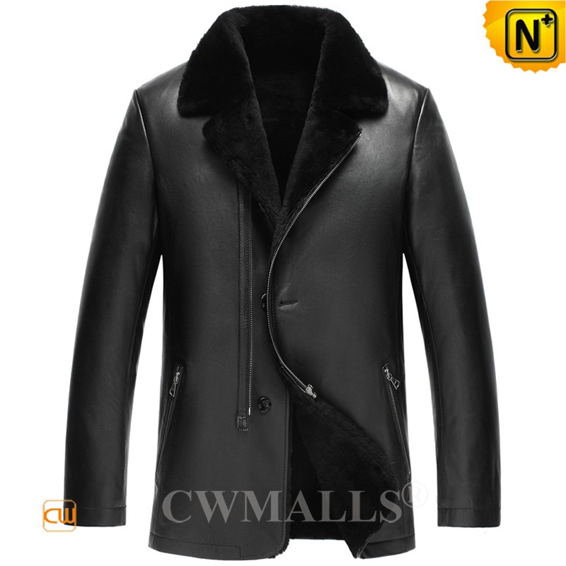 CWMALLS® Custom Multifunctional Leather Shearling Blazer CW818208
