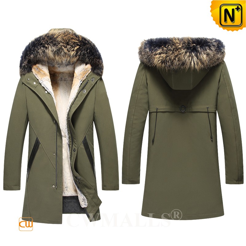 CWMALLS® Men's Rabbit Fur Lined Parka Coat CW808701
