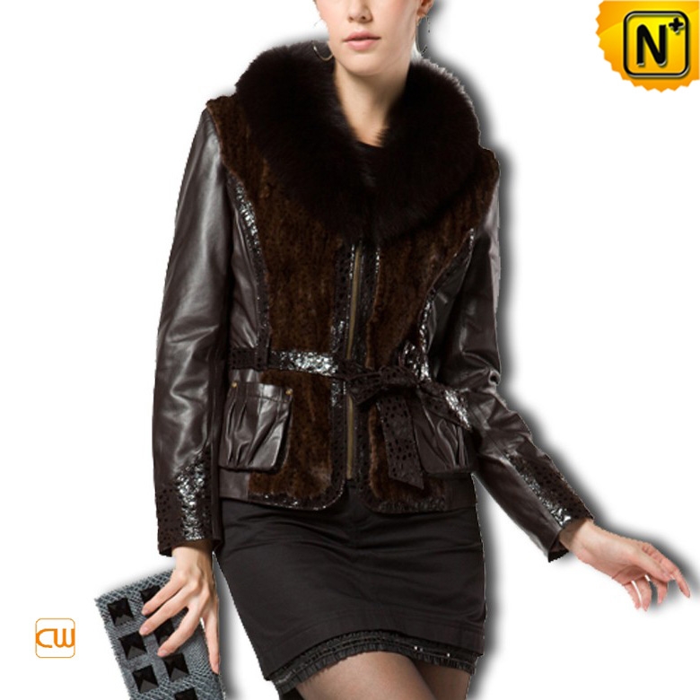 Women’s Sheepskin Mink Jackets With Fox Fur Collar Mink Coats