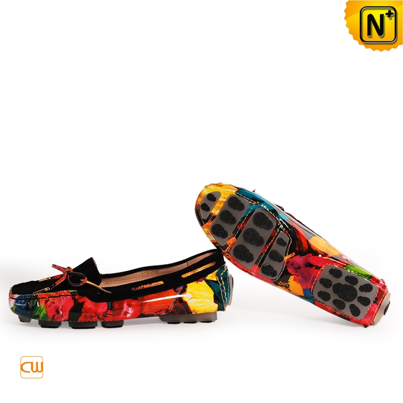 Women Designer Printed Leather Flat Shoes CW300567