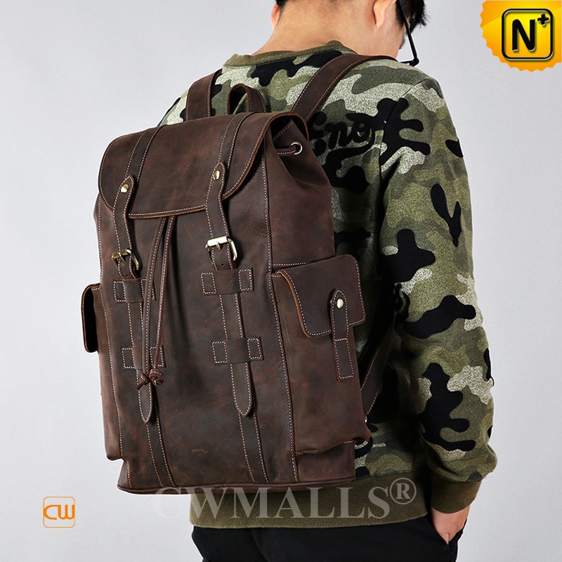 CWMALLS® Patented Vintage Leather Travel Backpack CW908027