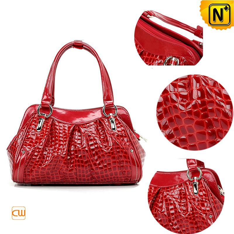 Crocodile Embossed Leather Red Party Handbags CW229163 | CWMALLS